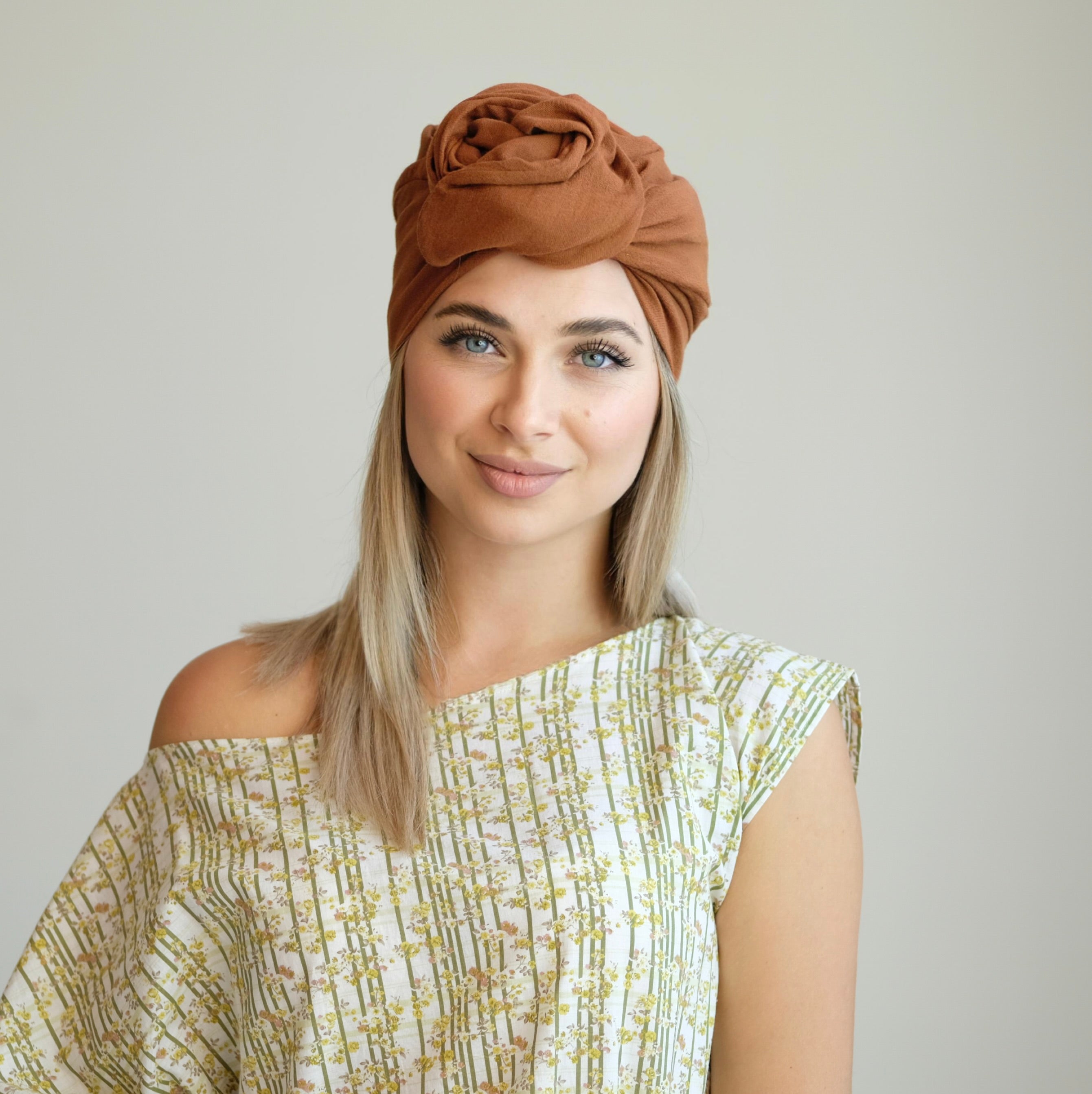 Liza-Turban/Linen Turban/Brown Turban/Apricot Turban/Chemo wrap ...